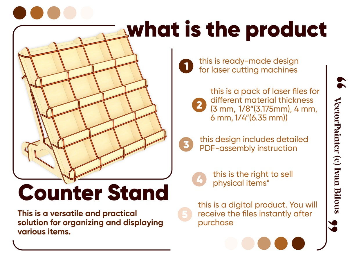 Counter Stand 4 x 4 cells - Laser Cut File, Vector Digital plan ...