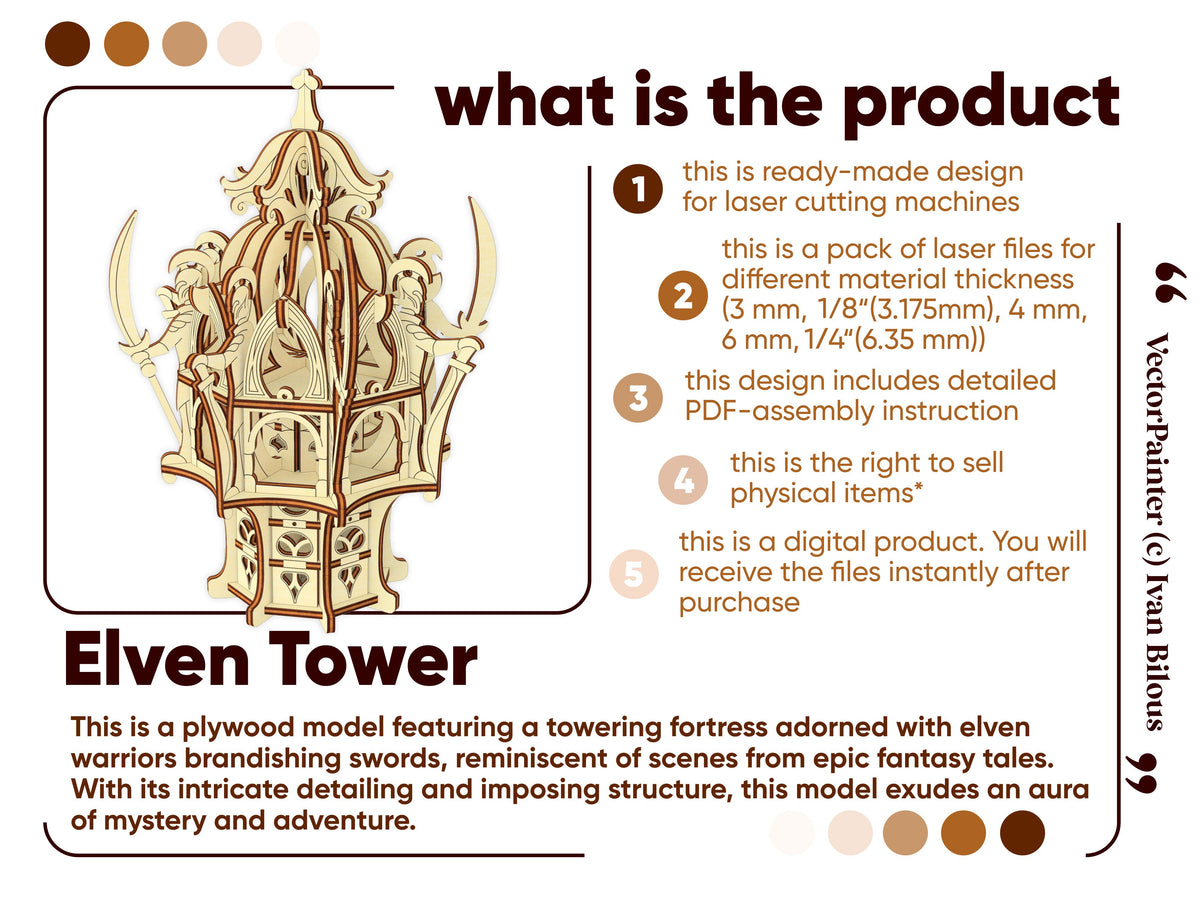 Elven Tower - Laser Cut File, Ready made project – Vector Painter
