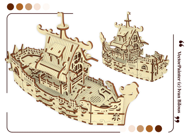 Fantasy Ship - Laser Cut File, Plywood Project for Cutting Machines ...