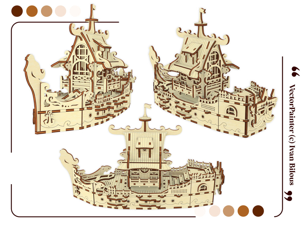 Fantasy Ship - Laser Cut File, Plywood Project for Cutting Machines ...