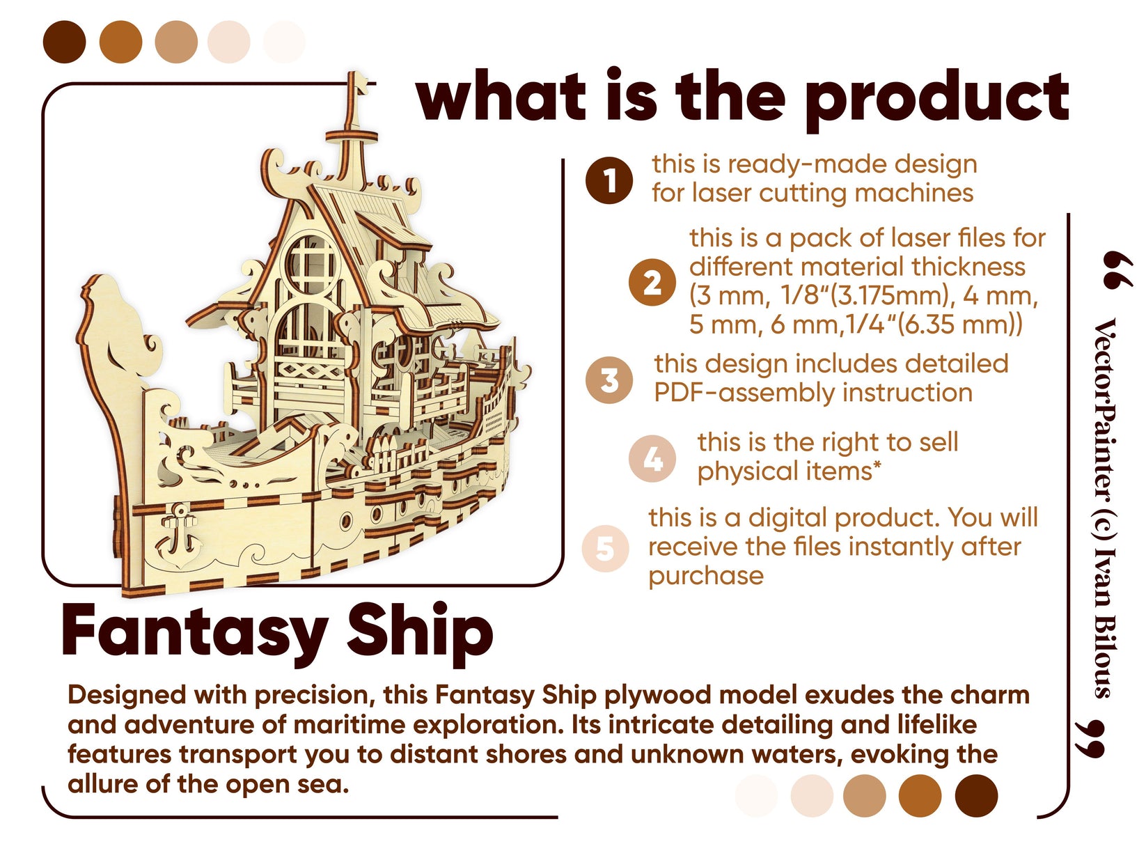Fantasy Ship - Laser Cut File, Plywood Project for Cutting Machines ...