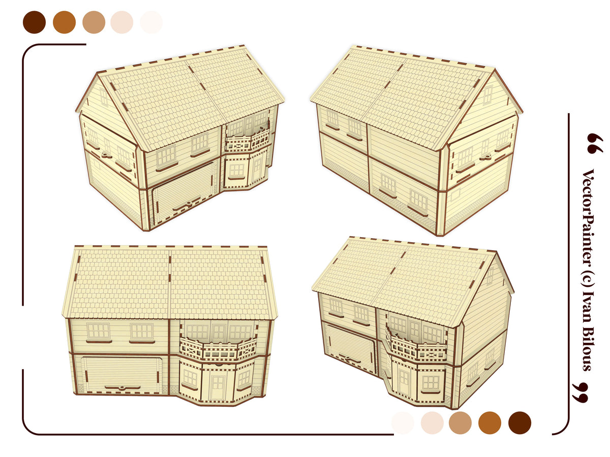 House with pull-out rooms-shelves - Laser Cut File, Project – Vector ...