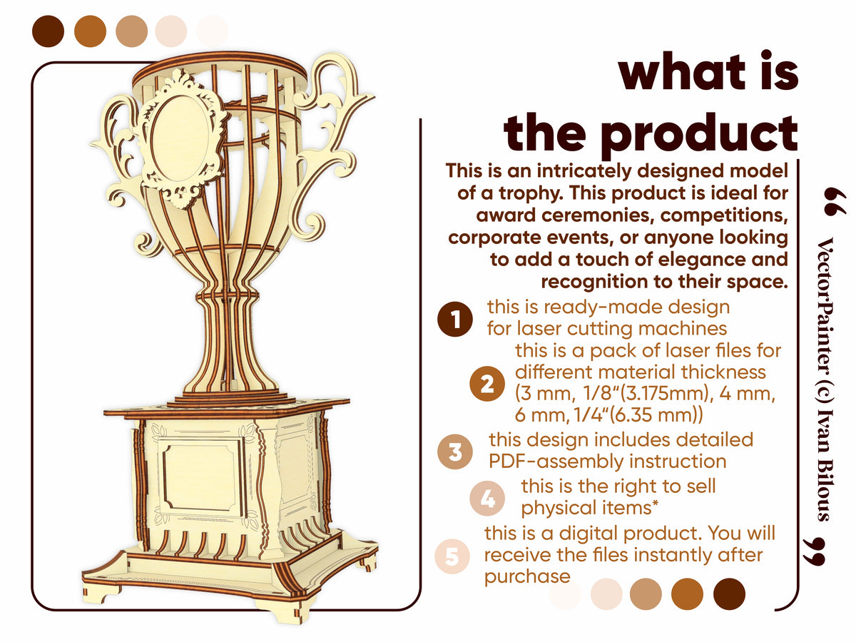 Trophy Cup Award vector Plan for Laser Cutting – Vector Painter