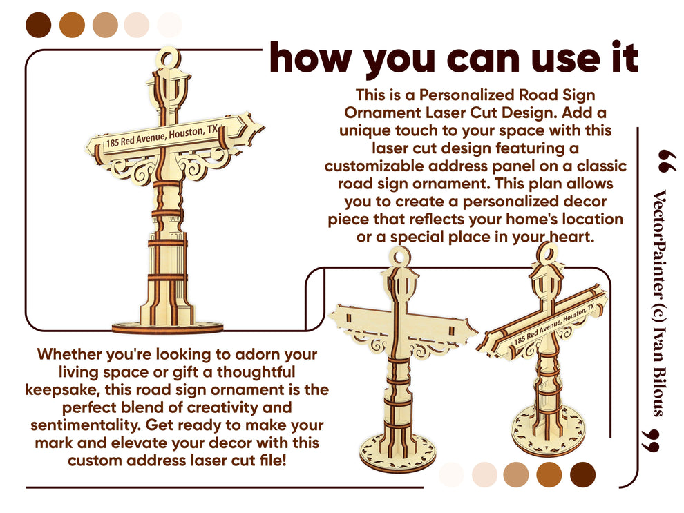 Custom Road Sign Ornament - Laser Cut File, SVG Personalized file ...