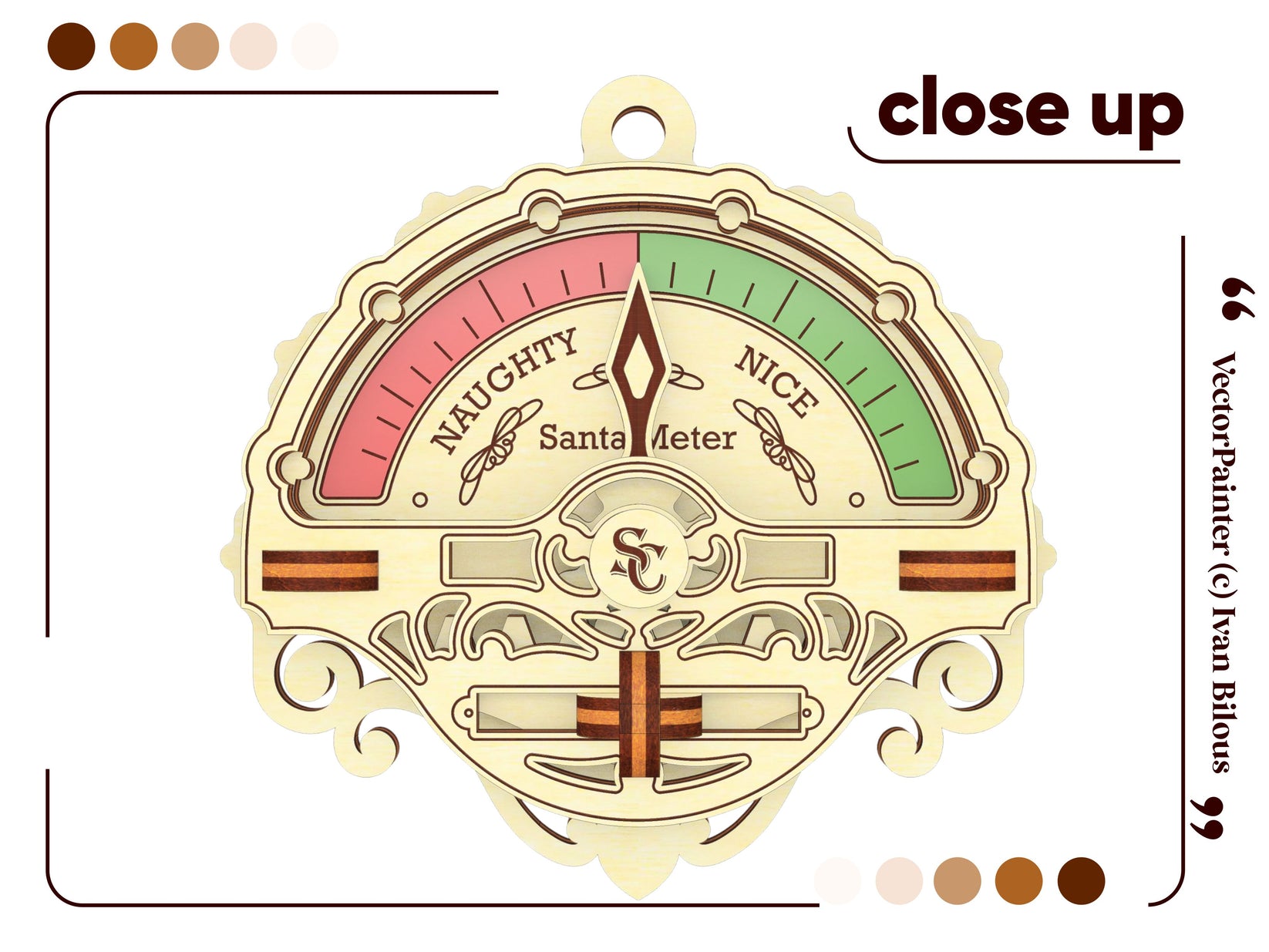 Santa Meter Ornament - SVG Laser Cut File, Naughty Nice Christmas ...