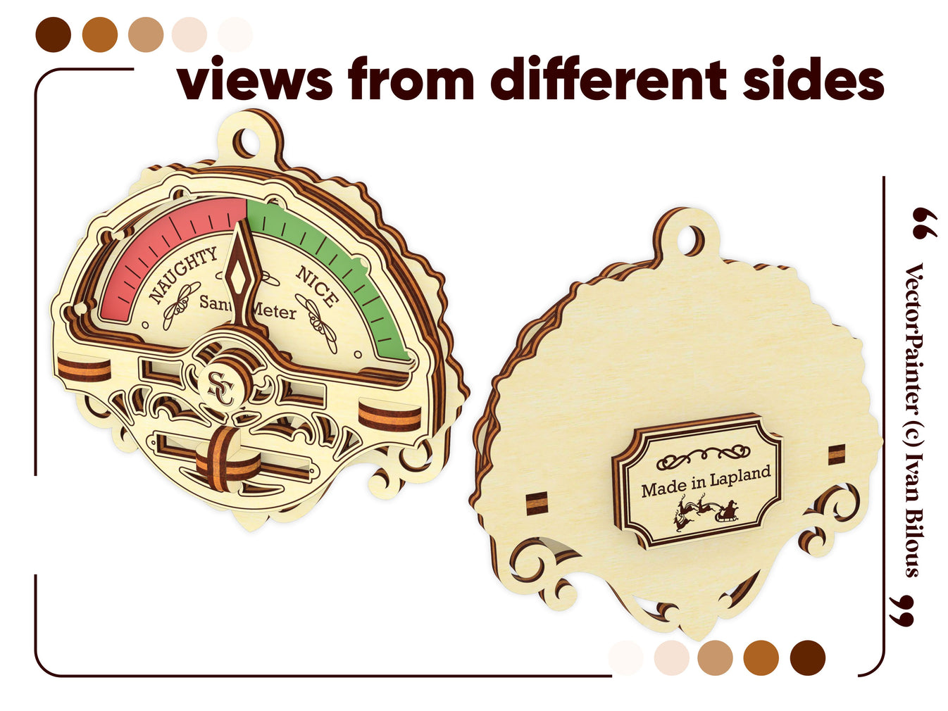 Santa Meter Ornament - SVG Laser Cut File, Naughty Nice Christmas ...