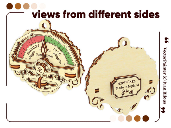 Santa Meter Ornament - SVG Laser Cut File, Naughty Nice Christmas ...