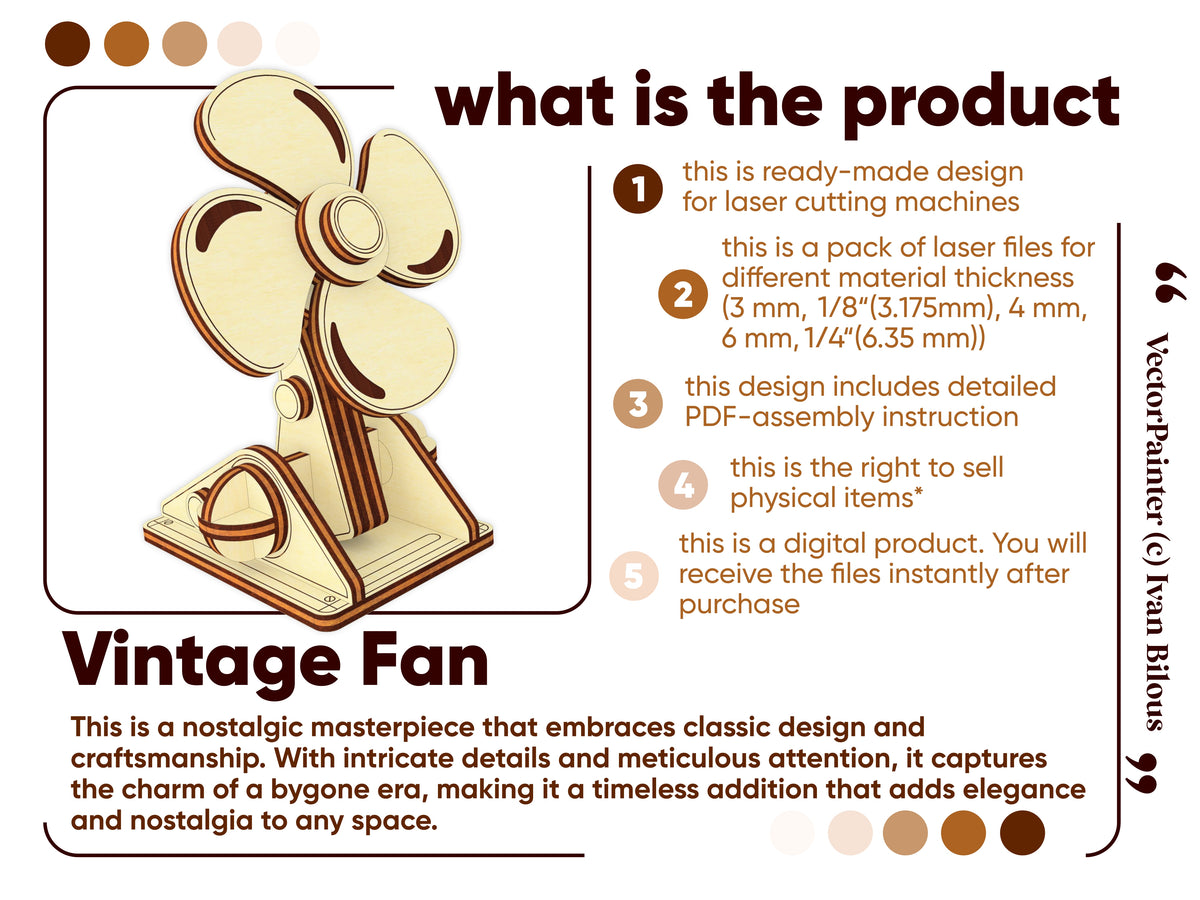 Vintage Fan Miniature - Laser Cut File, Ready-made project – Vector Painter