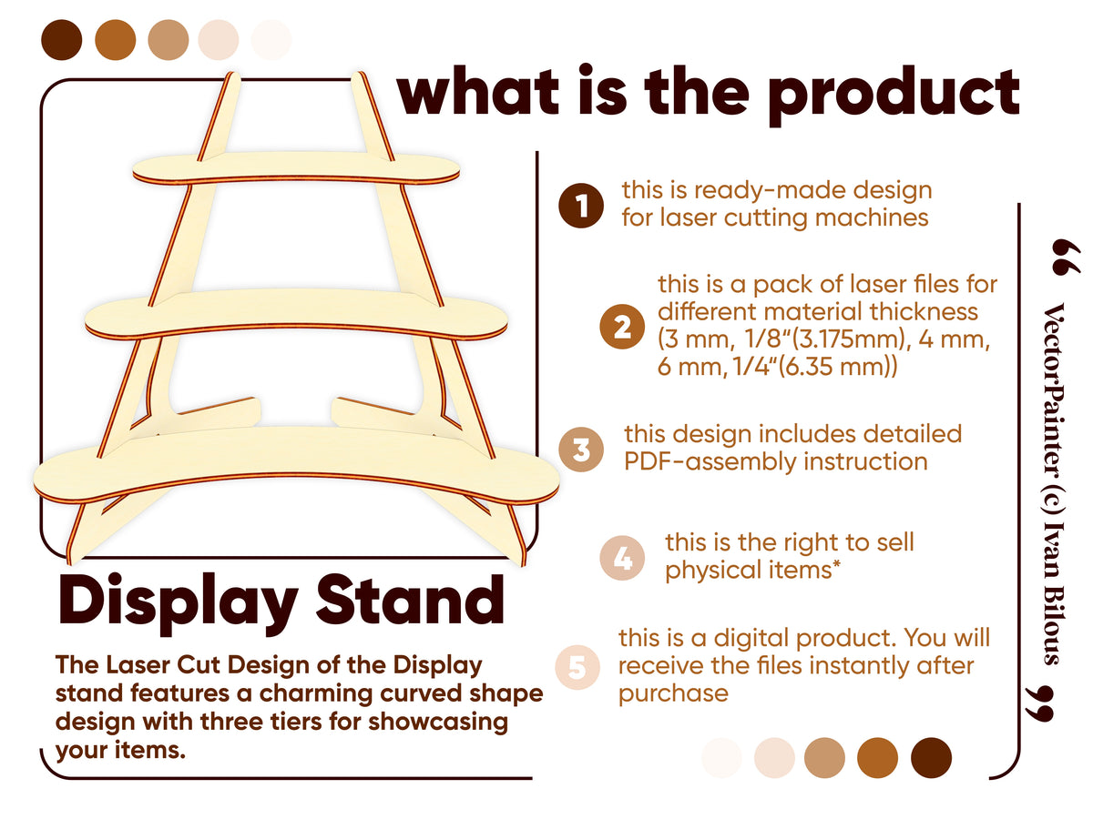 Three tiers Display Stand - Laser Cut File, Vector Digital plan ...