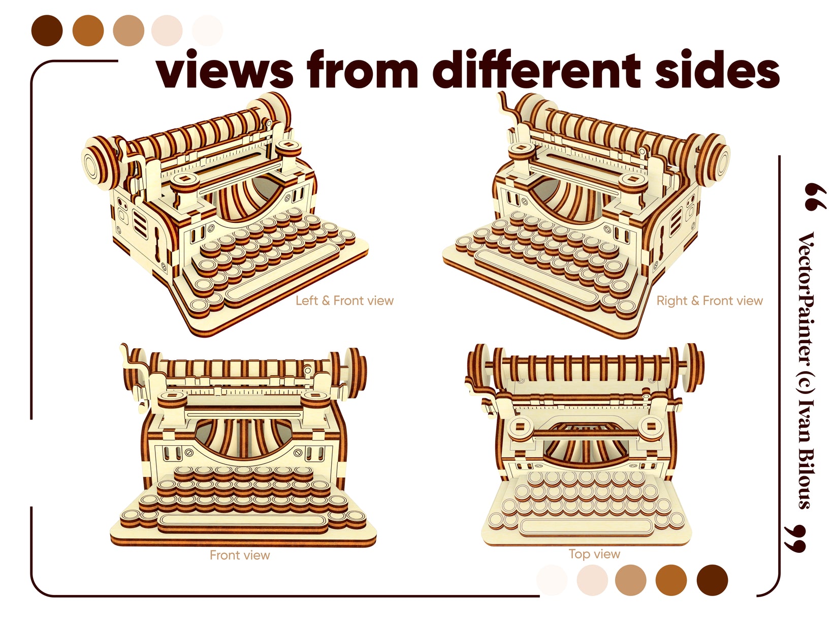 Typewriter miniature - Laser Cut File, Ready made plywood project ...