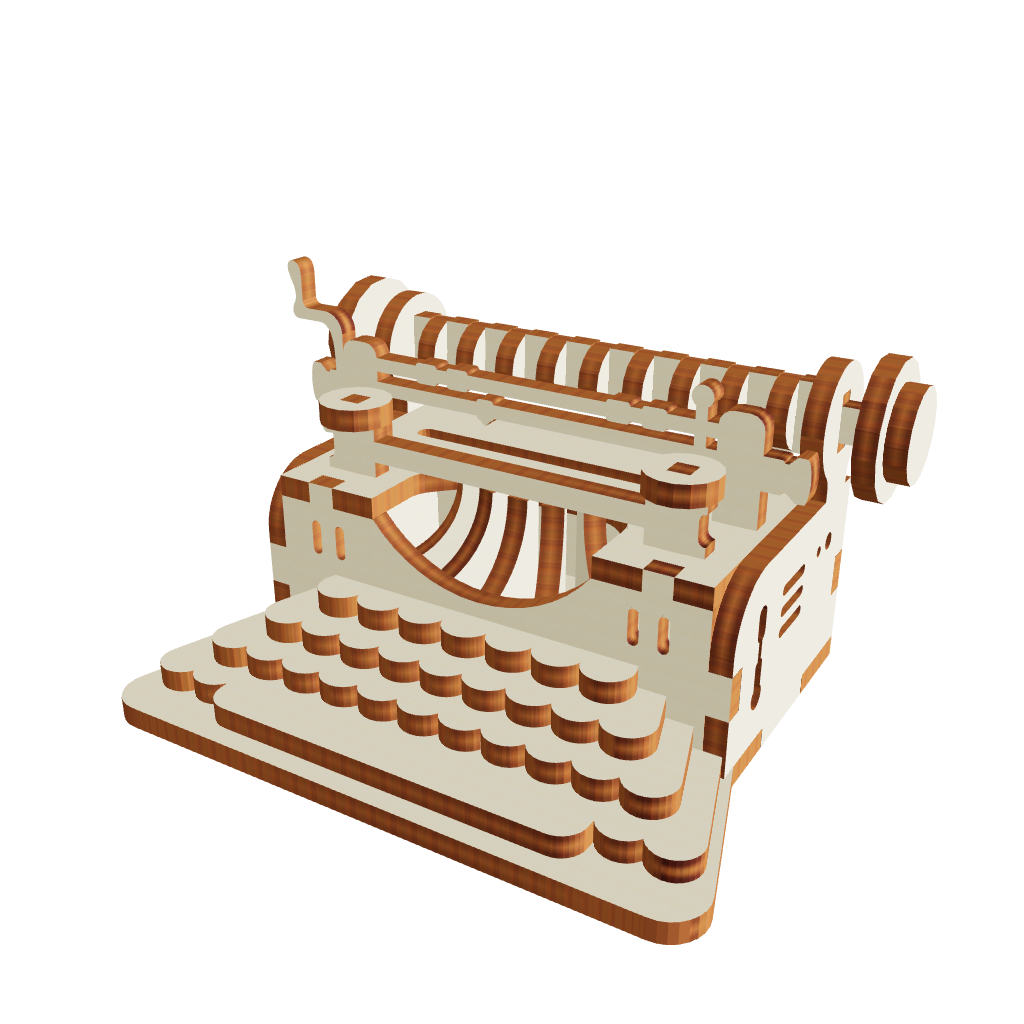 Typewriter miniature - Laser Cut File, Ready made plywood project ...