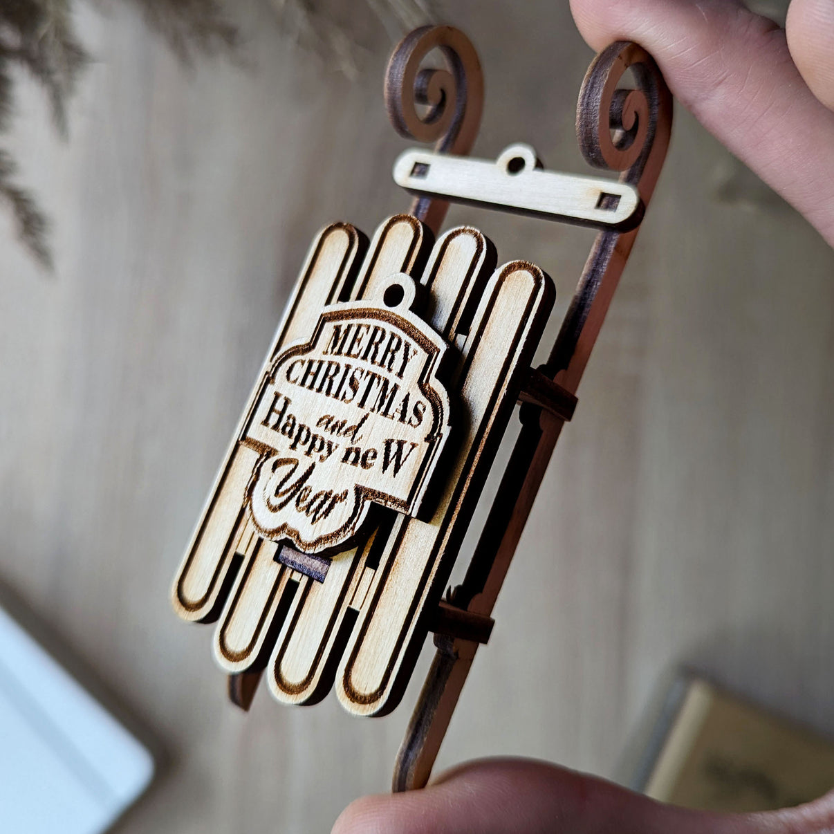 Christmas Sled Ornament - Laser Cut File – Vector Painter