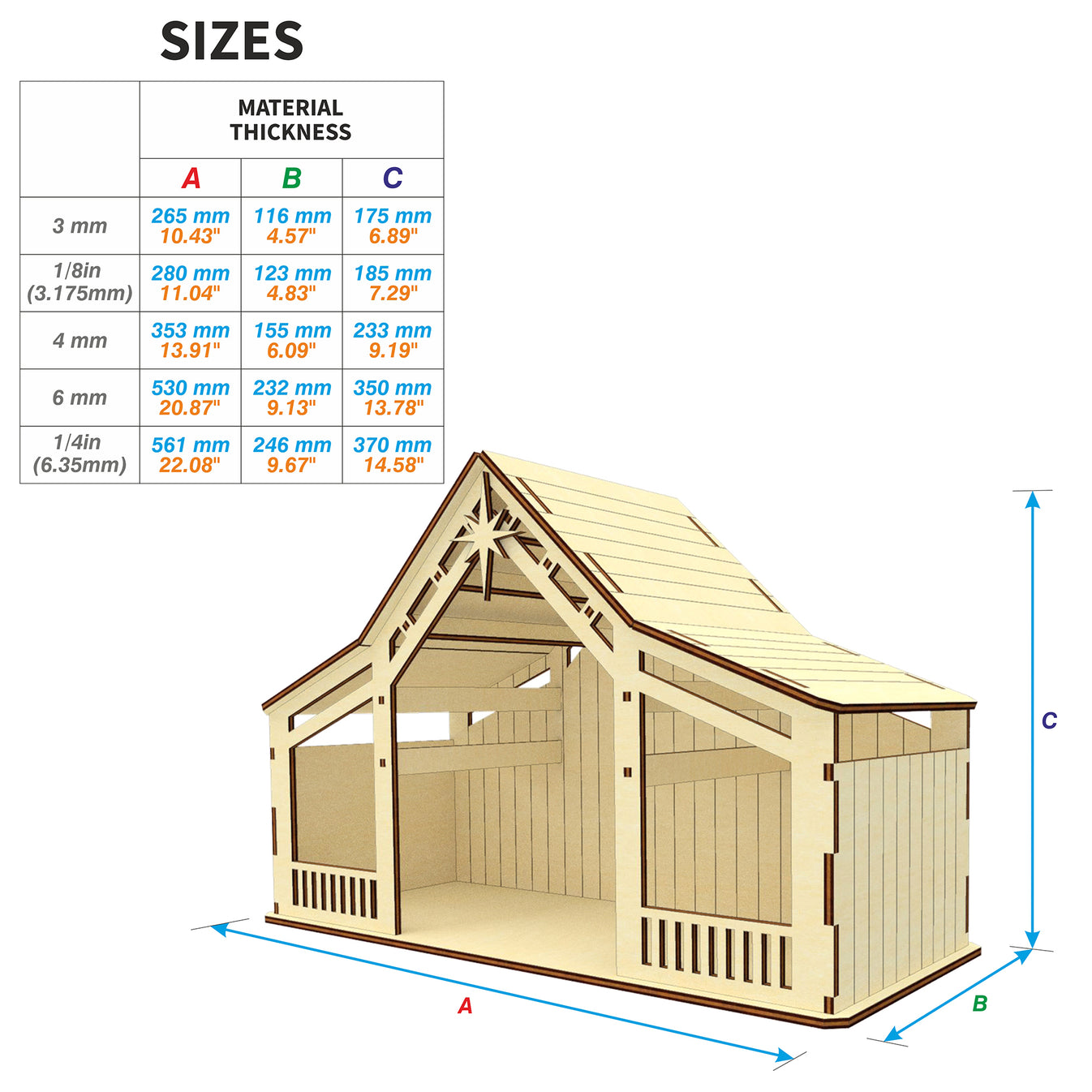 Nativity barn - Laser Cut File – Vector Painter
