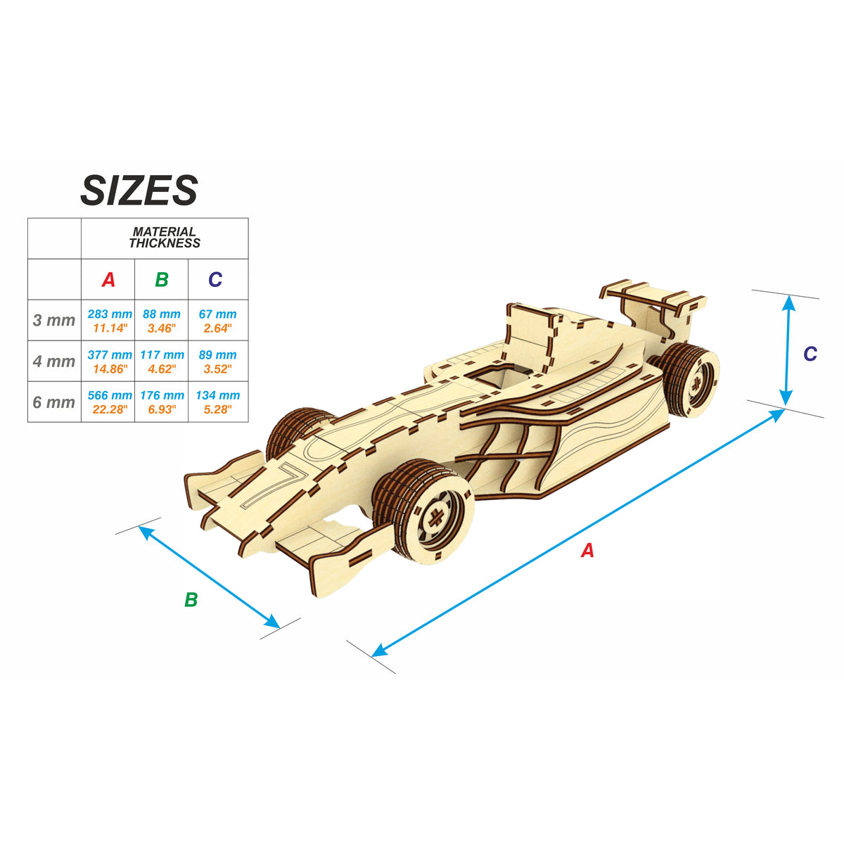 Race Car Model - Laser Cut File, Digital Plan – Vector Painter