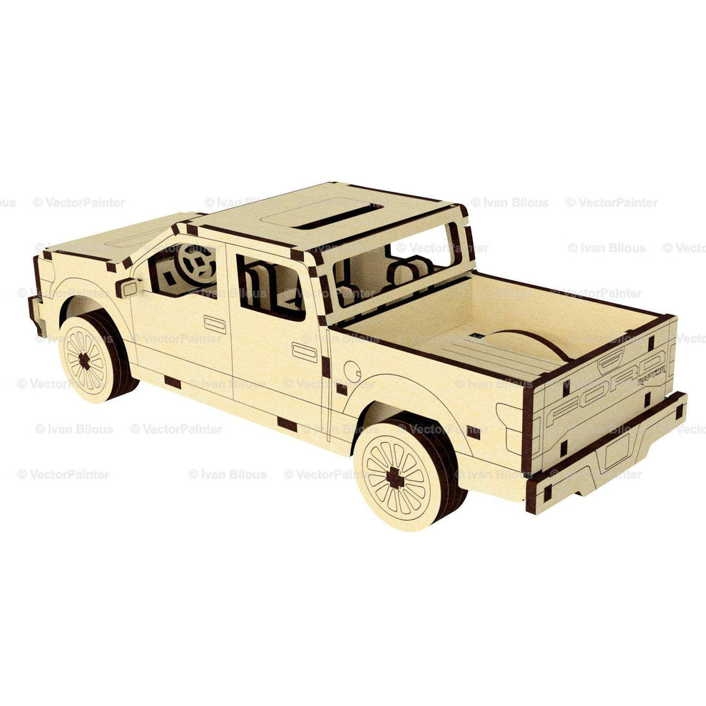 Car Model Pickup with Moving wheels - Laser Cut File, Plywood Project ...