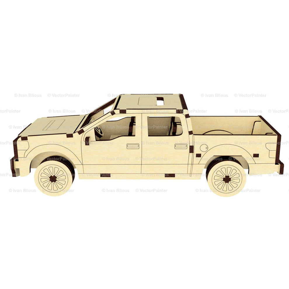 Car Model Pickup with Moving wheels - Laser Cut File, Plywood Project ...