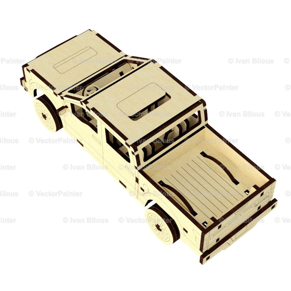 Car Model Pickup with Moving wheels - Laser Cut File, Plywood Project ...