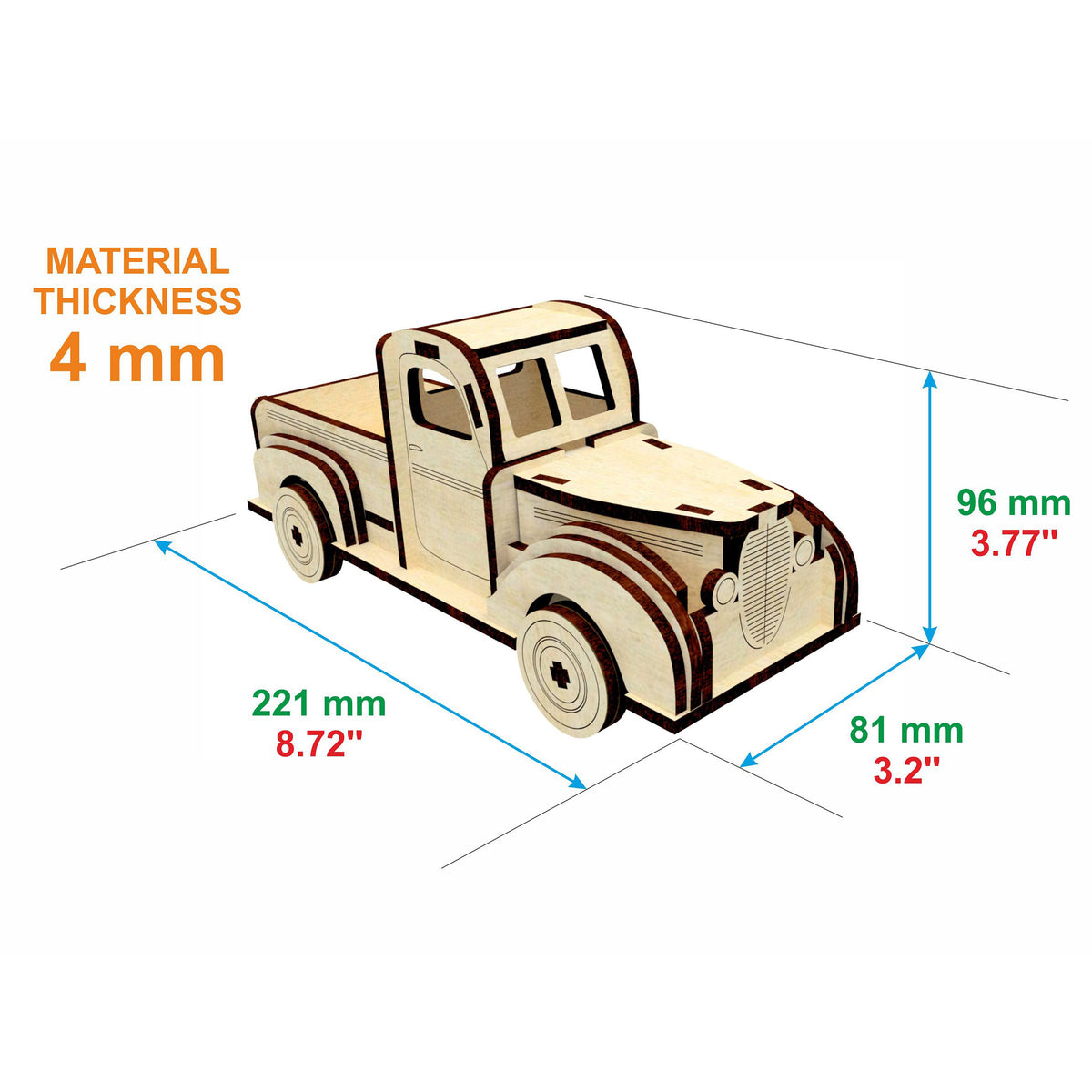 Retro Truck Model - Laser Cut File – Vector Painter