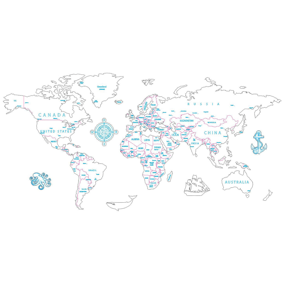 Puzzle World Map – Vector Painter